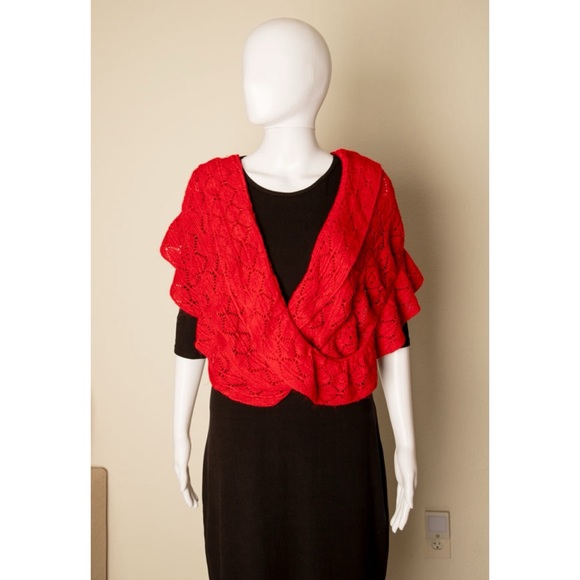 Accessories | Red Oversized Crochet Style Rave Scarf Rave Top | Poshmark